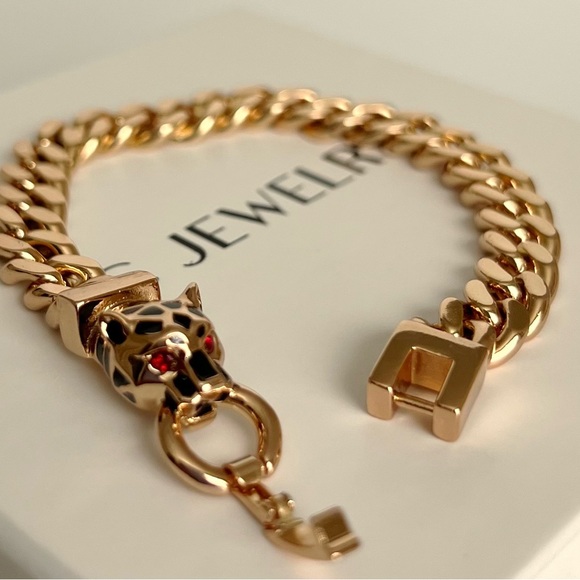 SugarCatJewelry | Jewelry | Tiger Head Bracelet Thick Chain Red Eyes 8k ...